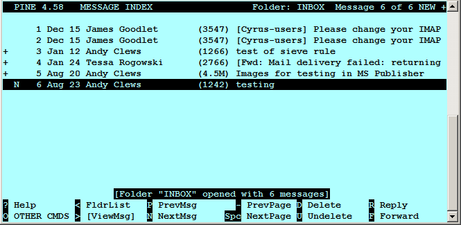 84. Using Alpine on the central Linux server : Guide : ... : ITS ...